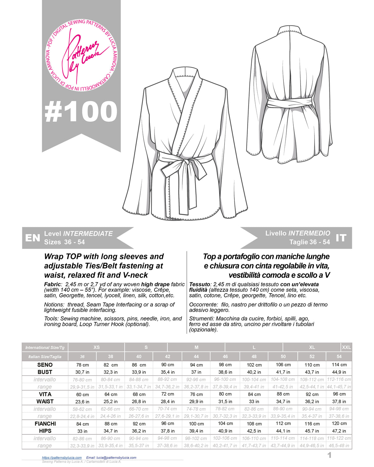 Wrap Top Sewing Pattern for Women – Patterns by Lucia