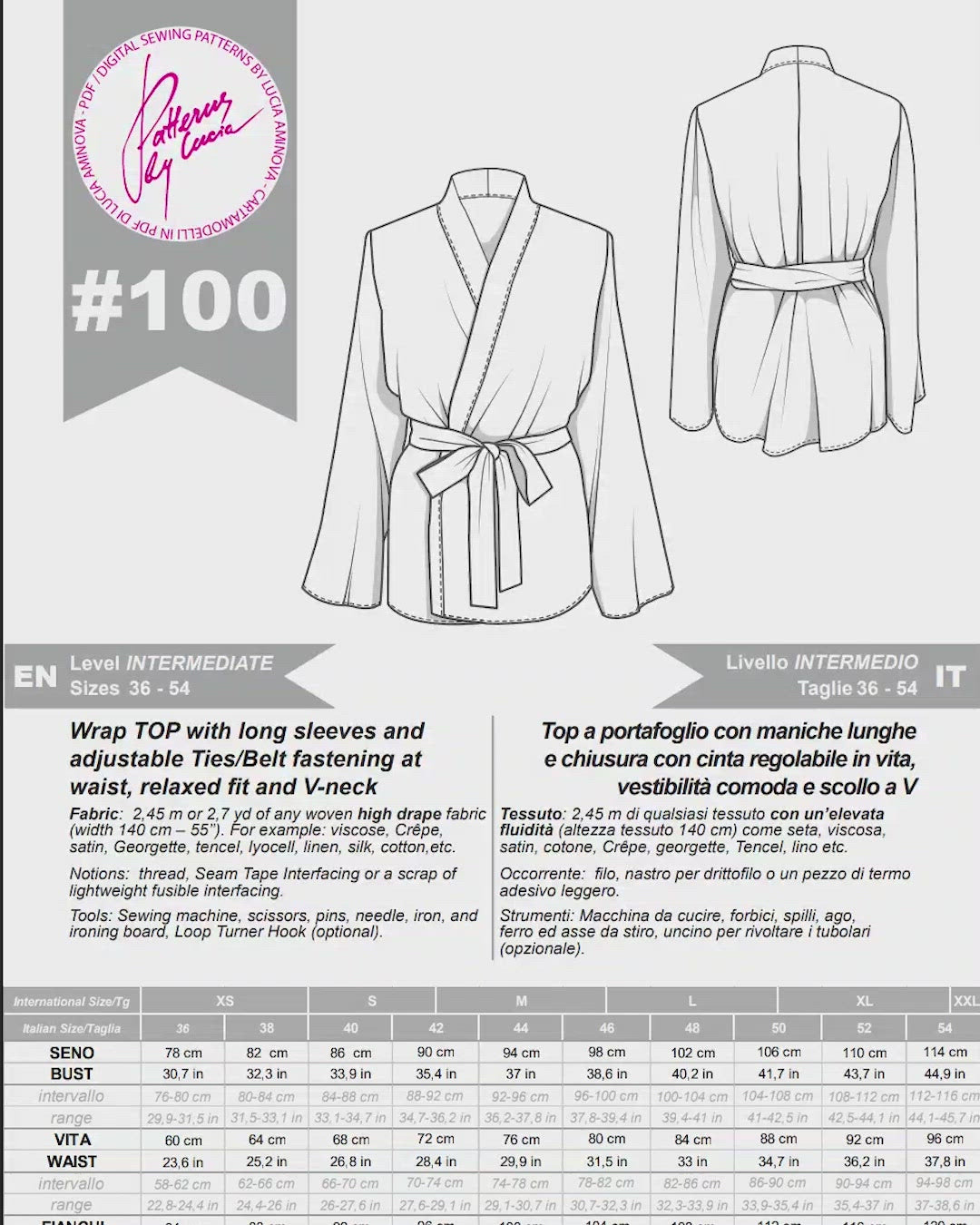 Wrap Top Sewing Pattern for Women – Patterns by Lucia
